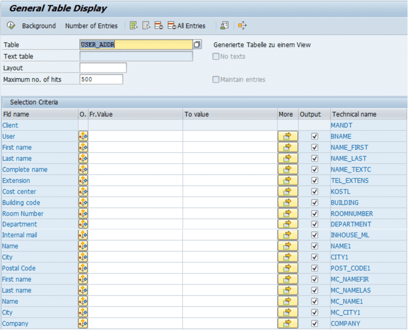 טבלה USER_ADDR - globeacon